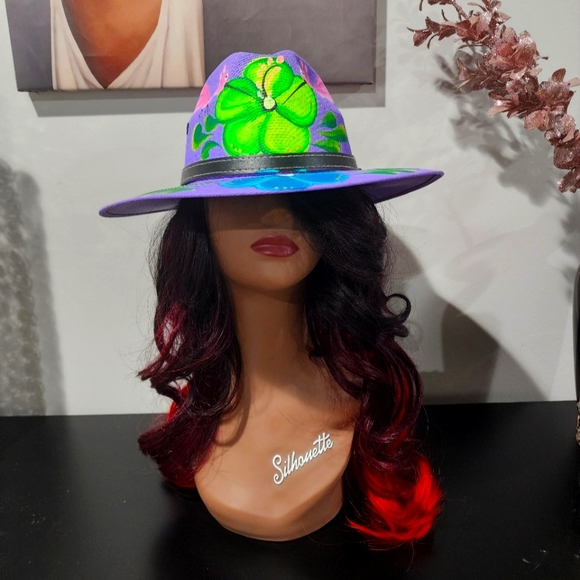 Hand Crafted | Accessories | Latin American Hand Painted Fedora Purple ...